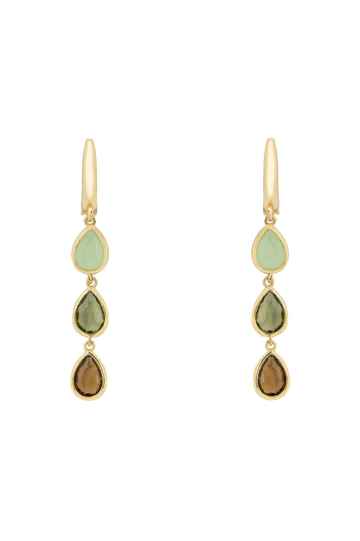 Sardinia Triple Teardrop Earrings Gold The Greens
