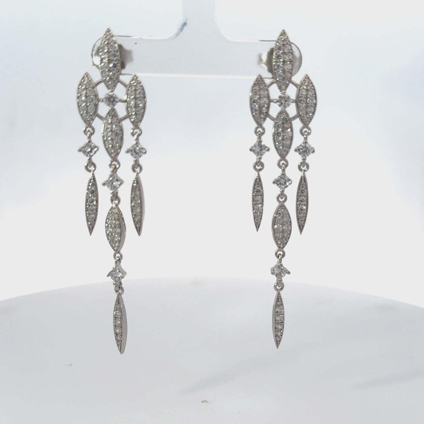 Valencia Statement Drop Earring White Cz Silver
