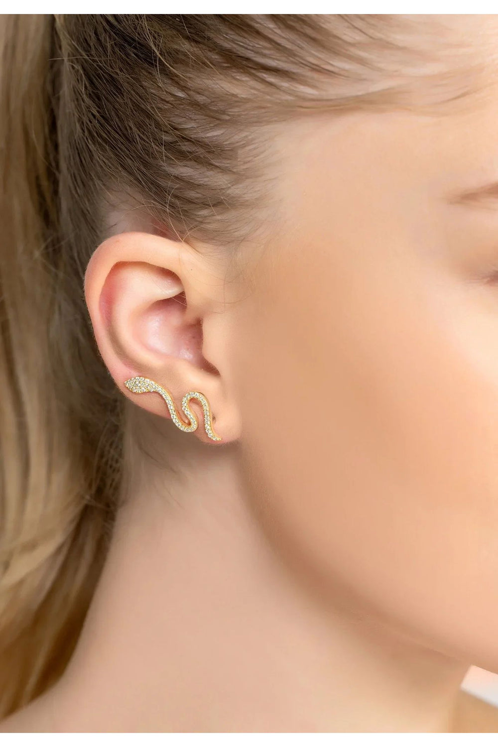 Nagini Snake Ear Climbers Gold