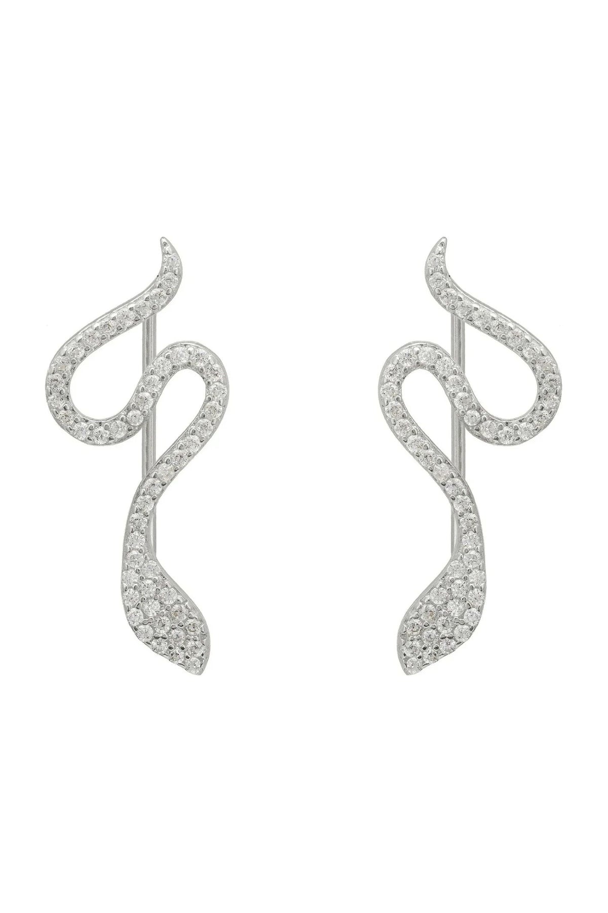 Nagini Snake Ear Climbers Silver