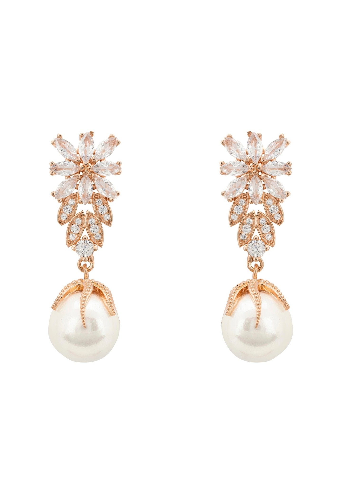 Primrose Baroque Pearl Earrings Rosegold White