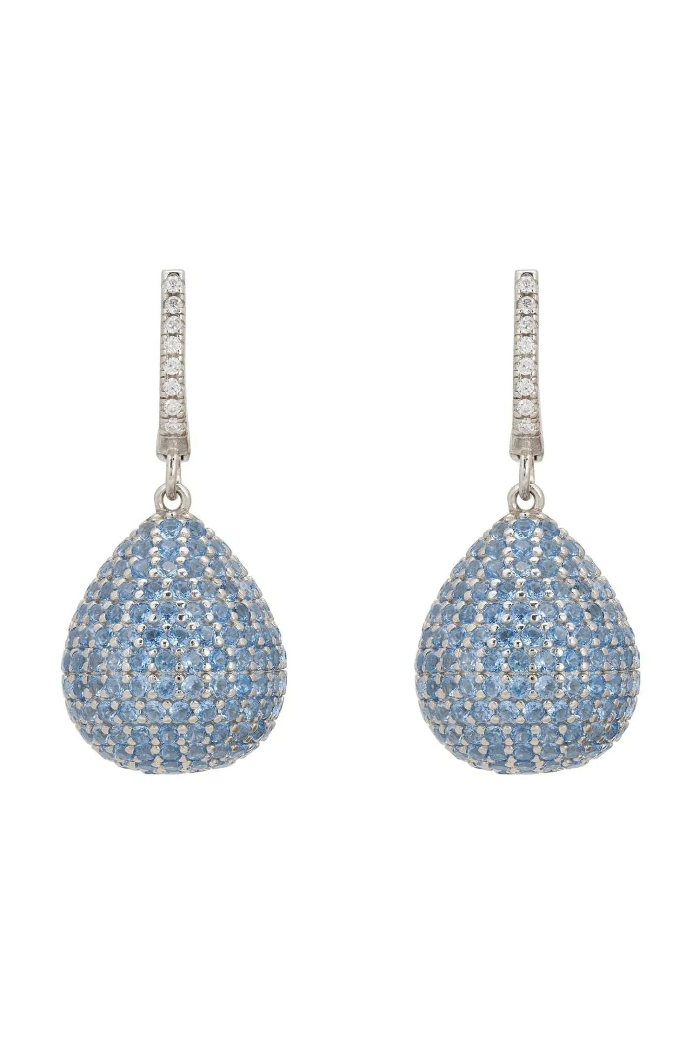 Valerie Pear Drop Gemstone Earrings Silver Ice Blue