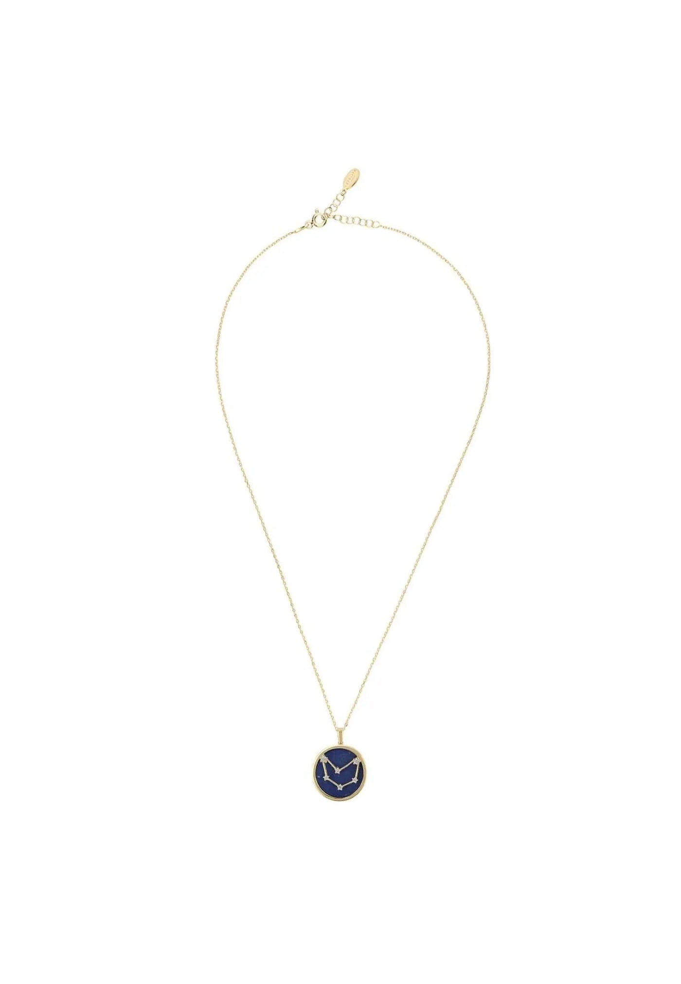 Zodiac Lapis Lazuli Gemstone Star Constellation Pendant Necklace Gold